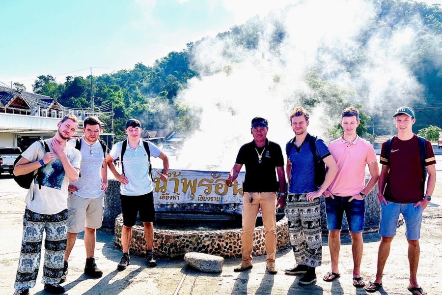 Hot Spring + Wat Rong Khun(white temple) + Wat Rong Suea Ten(Blue ...
